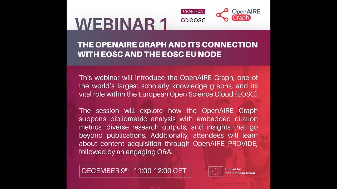 9 & 12 Dec 2024: OpenAIRE Graph Webinars – CRAFT-OA